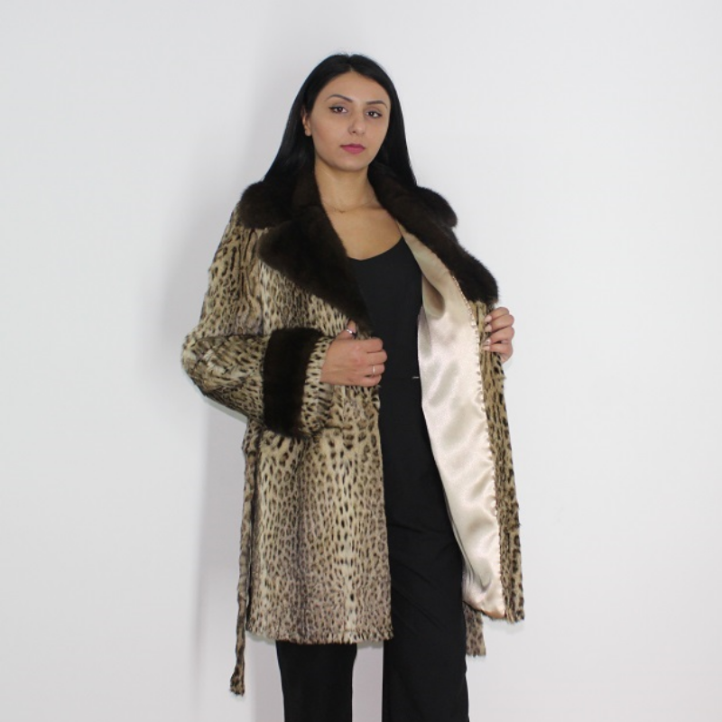 NI-bis Libya cat with mink trimming ¾ coat